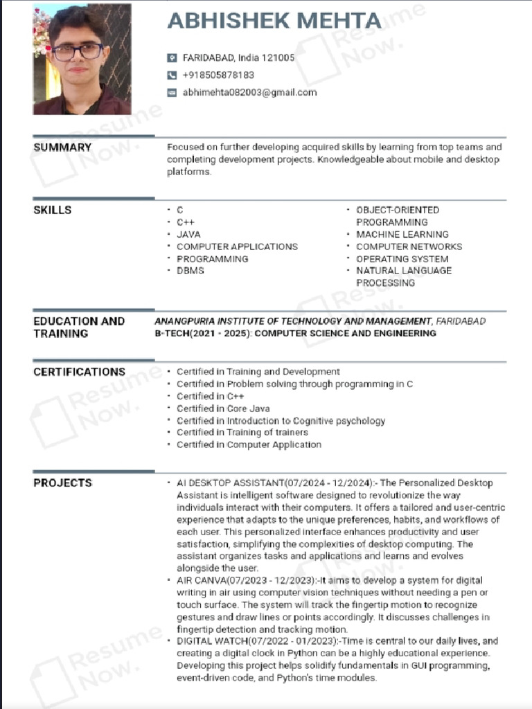 Abhi Mehta CV | PDF