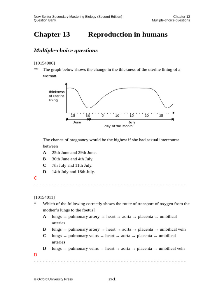 Human Reproduction MCQ Question Bank | PDF | Uterus | Human Reproduction