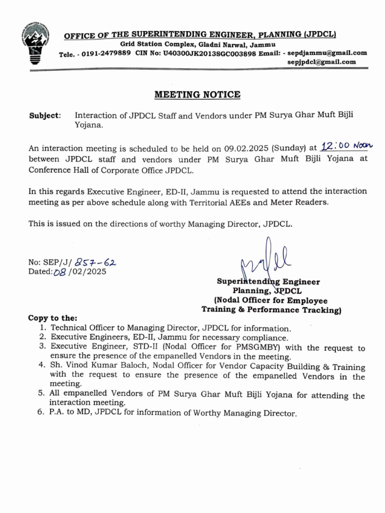 Merting Notice - 09-02-2025(Sunday) | PDF
