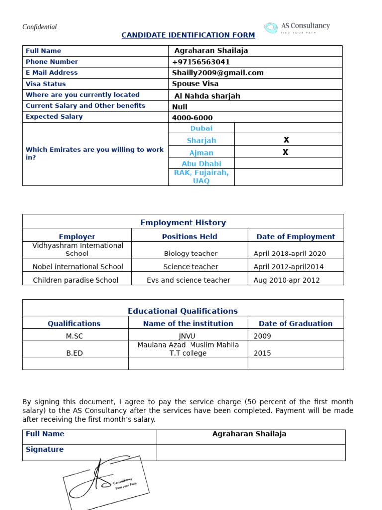 Candidate Identification Form (3) | PDF