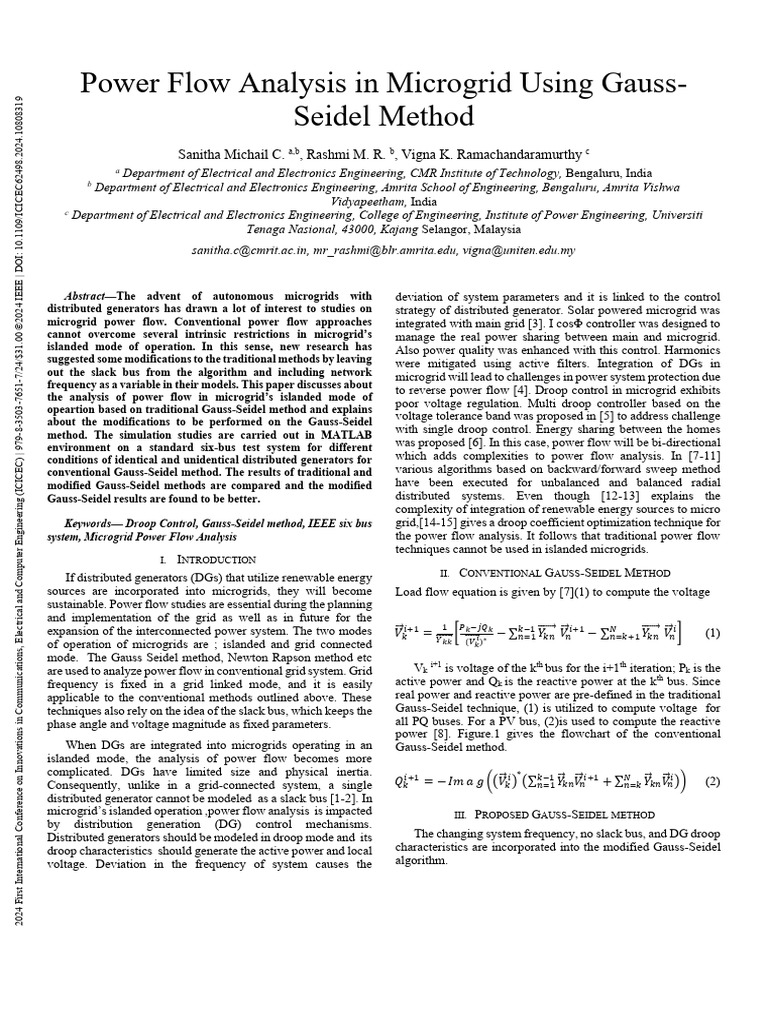 Power Flow Analysis in Microgrid Using Gauss-Seidel Method | PDF | Electrical Grid ...