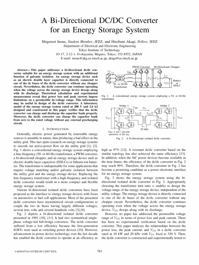 A Bi-Directional DC DC Converter For An Energy Storage System | PDF ...