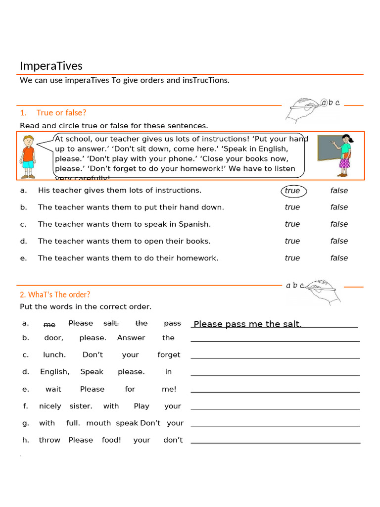 Exercise Imperative sentence | PDF