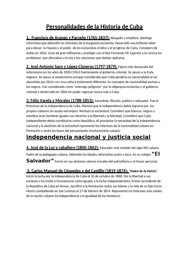 Personajes Clave de la Independencia Cubana | PDF | Cuba | Che Guevara