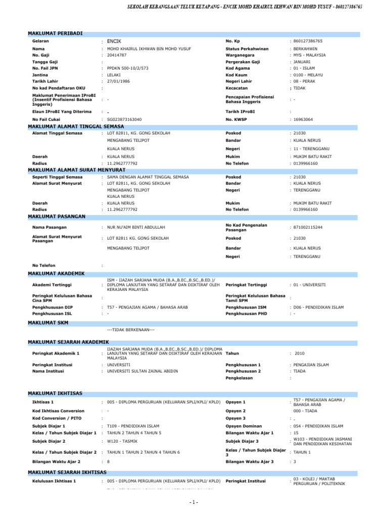 SK Paparan Semakan Data PDF - CFM | PDF
