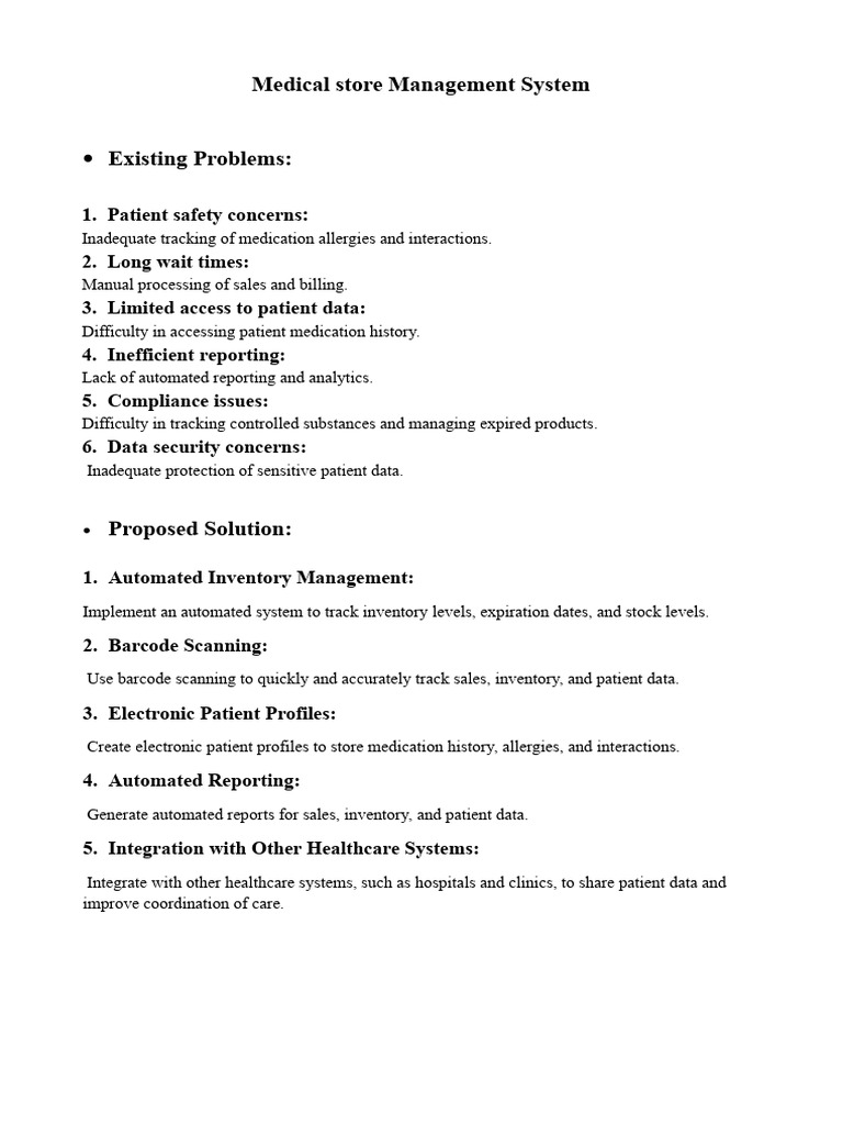 Medical Store Management System | PDF | Inventory | Patient