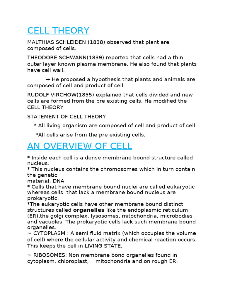 Cell Theory | PDF