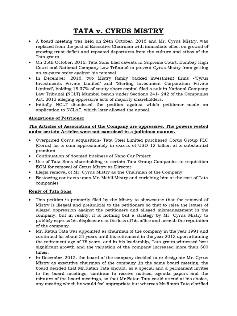 TATA V Mistry | PDF