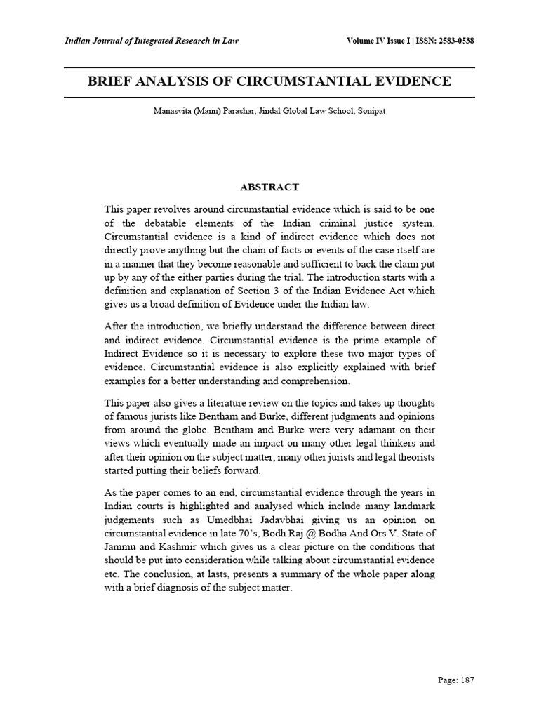 Analysis of Circumstantial Evidence | PDF | Evidence (Law) | Evidence