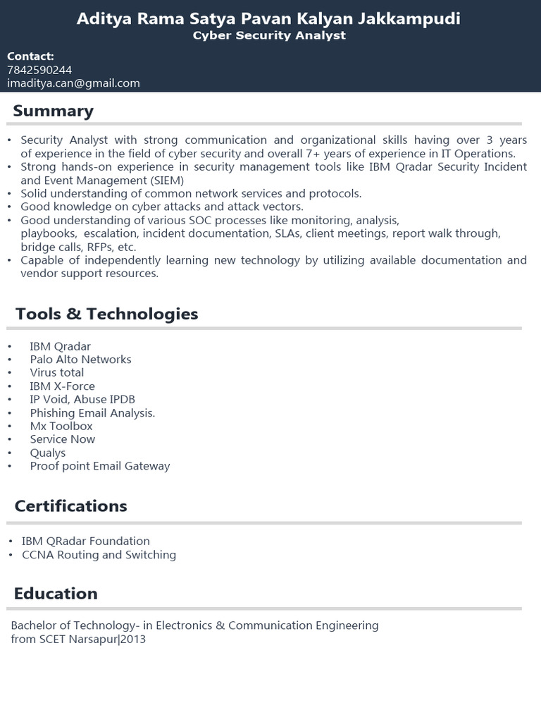 Aditya Rama Satya Pavan Kalyan Jakkampudi - 7.6 - SOC Ops | PDF ...