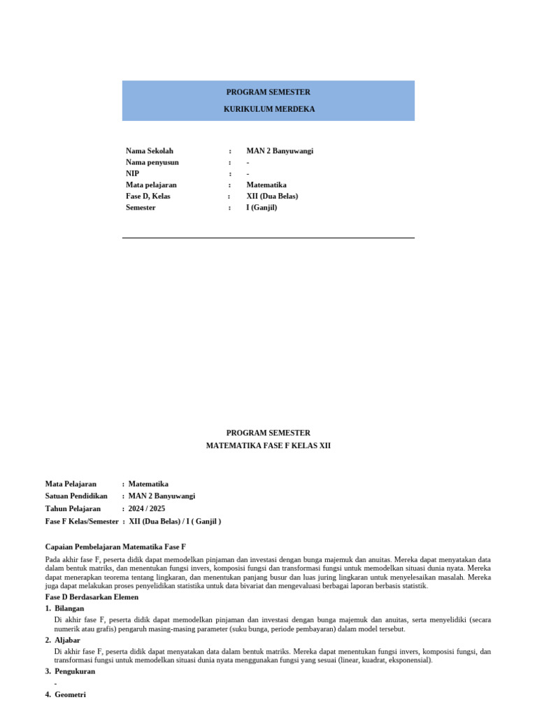 Promes Kurikulum Merdeka 8 | PDF