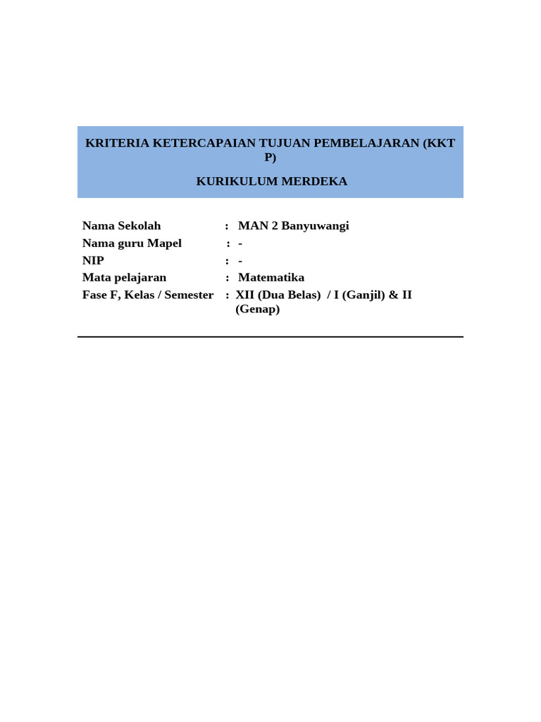 KKTP KURIKULUM MERDEKA 8 (Fix) | PDF