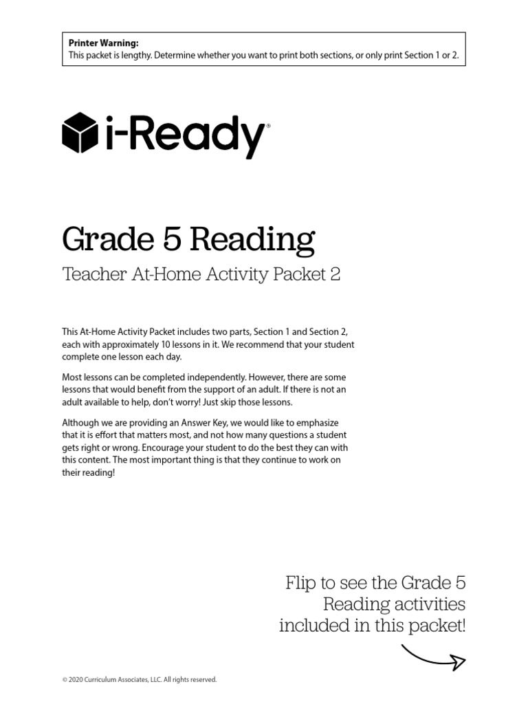 Iready at Home Activity Packets Teacher Ela Grade 5 | PDF | Tsunami ...