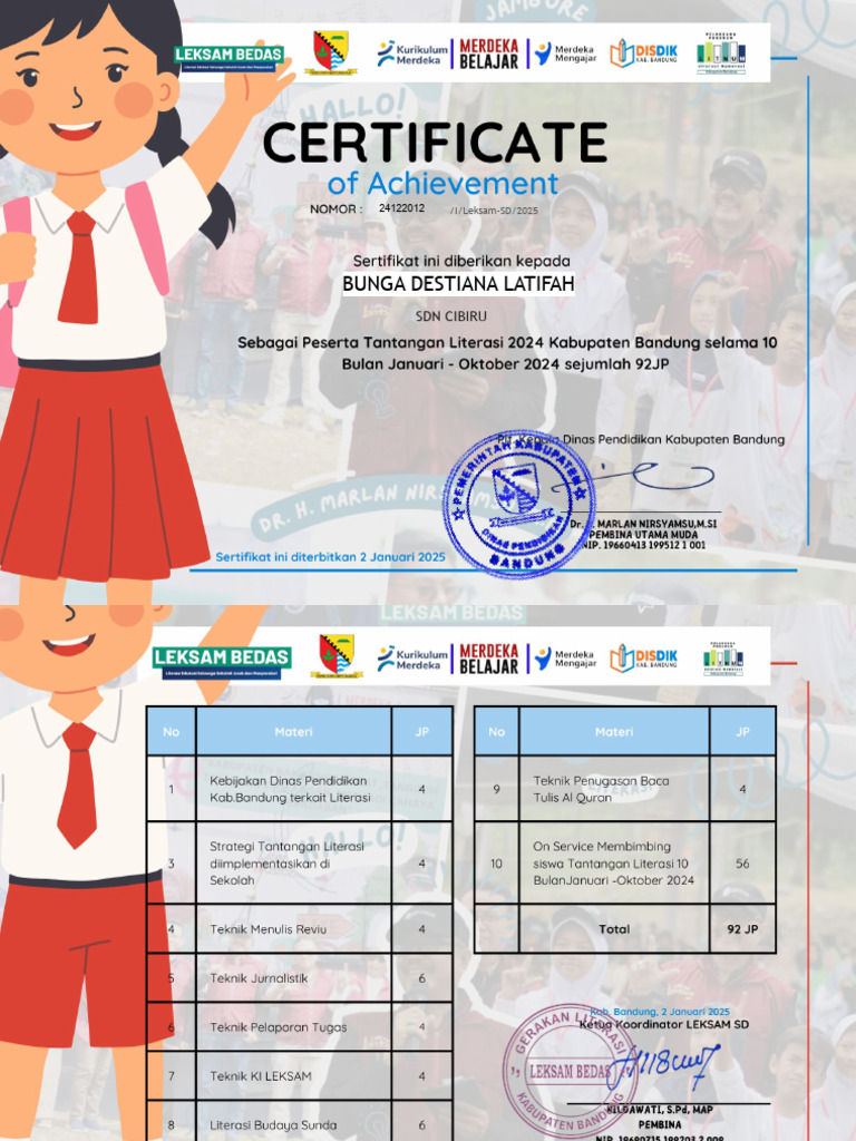 Sertifikat Literasi Bunga | PDF