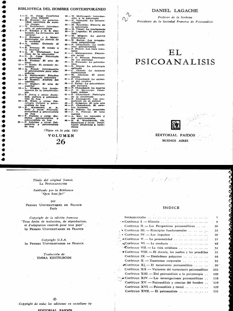 Lagache, Daniel (1968) El psicoanálisis | PDF