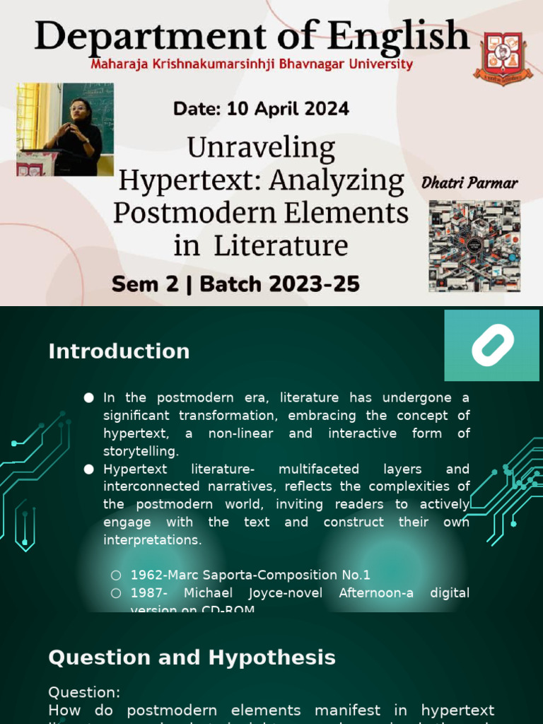 Unraveling Hypertext - Analyzing Postmodern Elements in Literature | PDF | Hypertext | Postmodernism