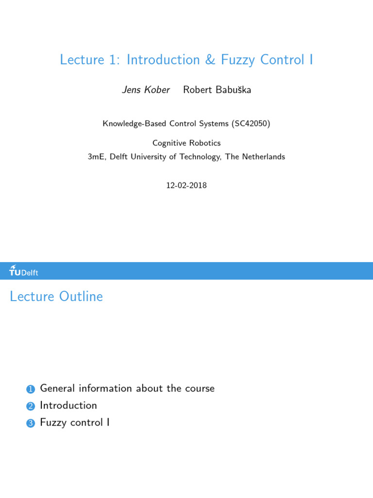 180212 Lecture 1 Introduction and Fuzzy Control I | PDF | Fuzzy Logic | Control Theory