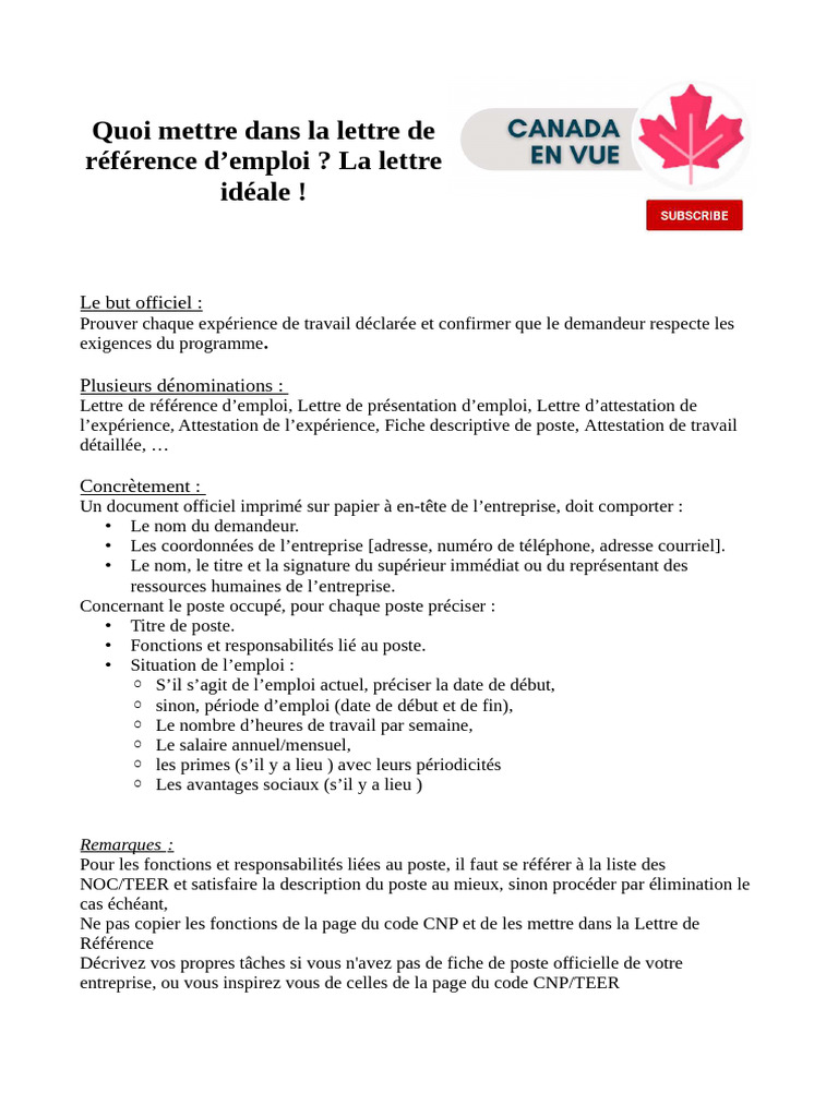 Guide de rédaction d'une lettre de référence | PDF