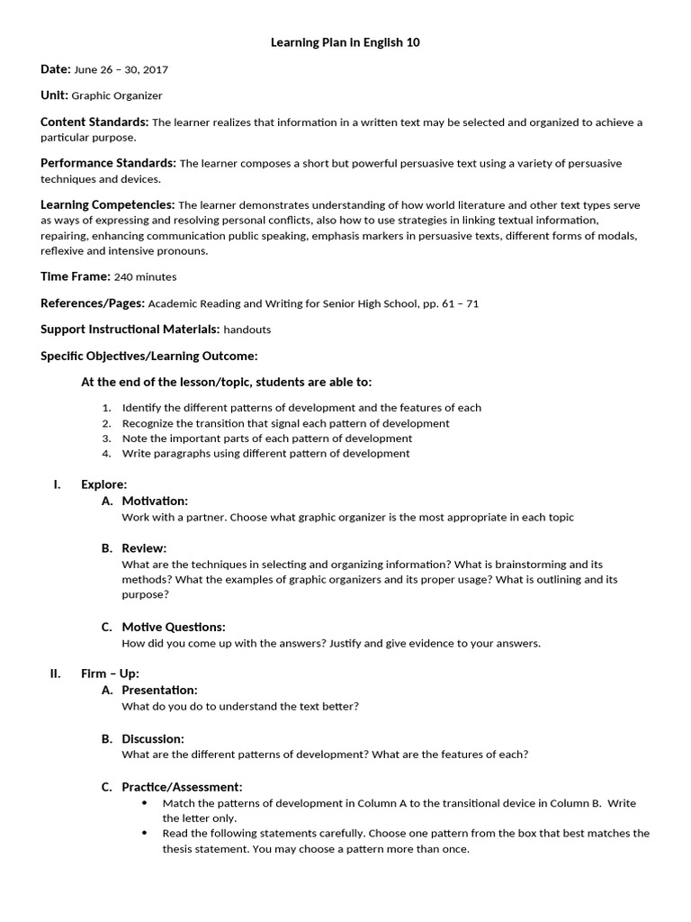 graphic organizer lesson plan | PDF | Learning | Information graphic organizer lesson plan | PDF | Learning | Information