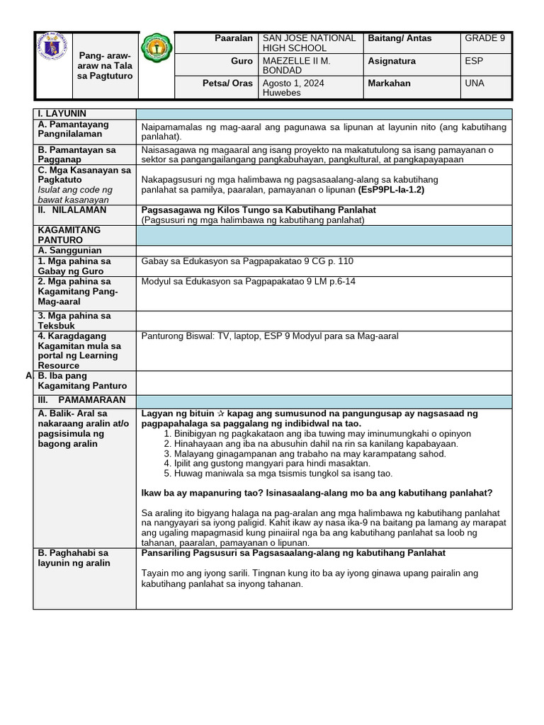 ESP-9-DLL-Aug 1 | PDF