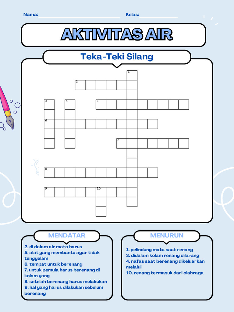 Teka-Teki Silang Aktivitas Air | PDF
