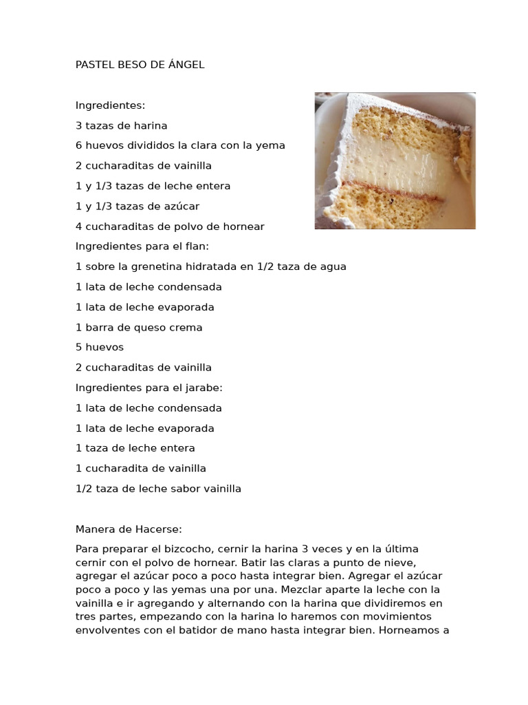 Pastel Beso de Ángel | PDF