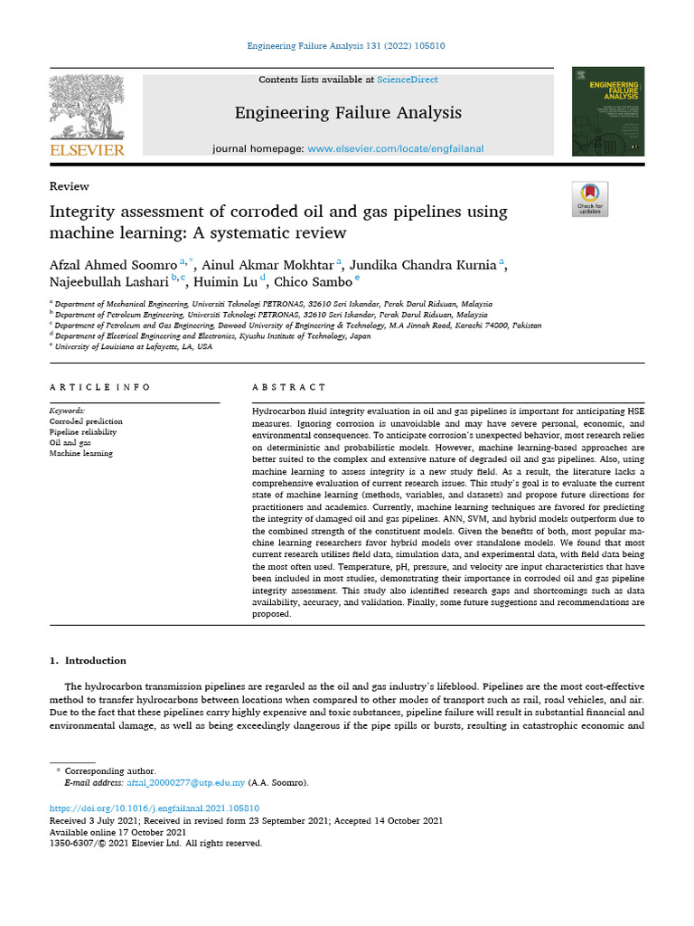 Integrity assessment of corroded oil and gas pipelines using machine learning (2) | PDF ...