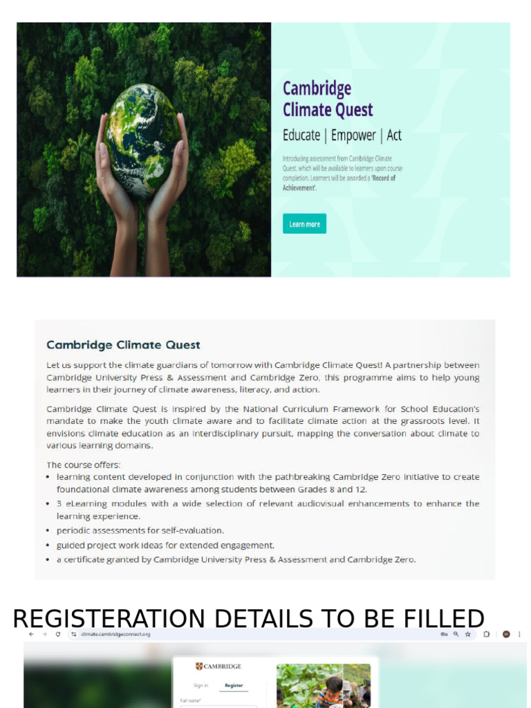 Climate Quest Registeration and Course Completion | PDF