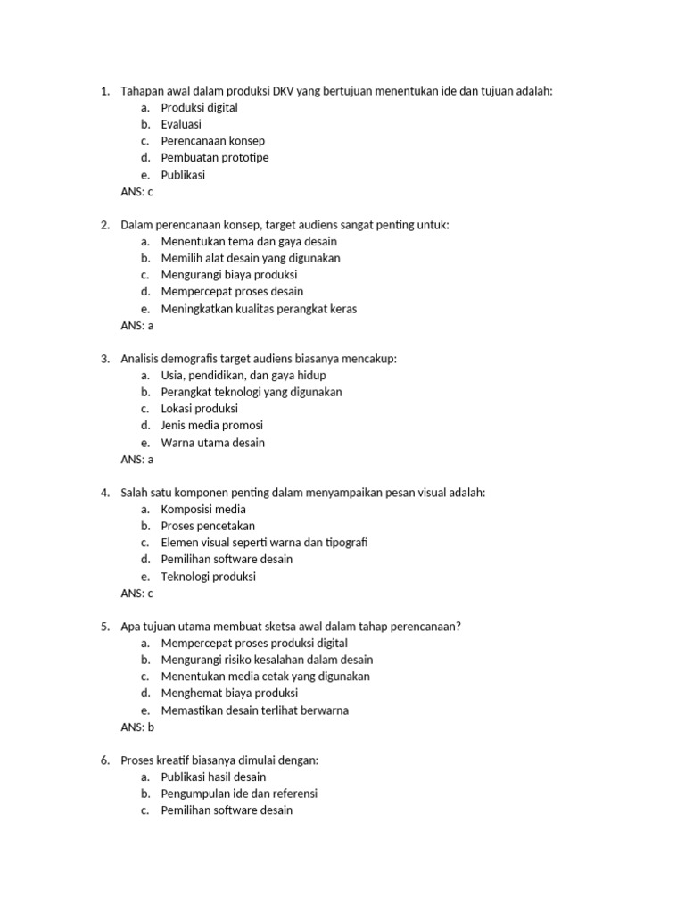 Soal Kejuruan Kelas X DKV | PDF