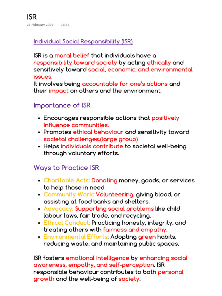 Understanding Individual Social Responsibility | PDF