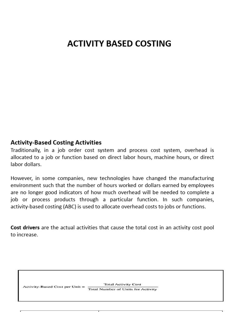 MAS007 Activity Based Costing | PDF