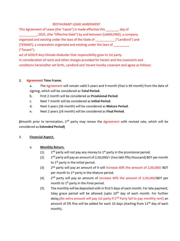 4th Draft Agreement For Operation Team | PDF | Leasehold Estate | Lease
