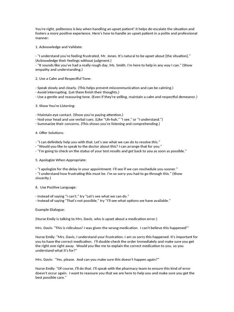 HANDLING UPSET PATIENT | PDF