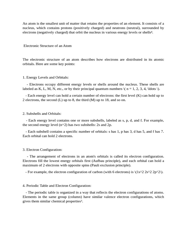 An Atom Is The Smallest Unit of Matter That Retains The Properties of An Element | PDF