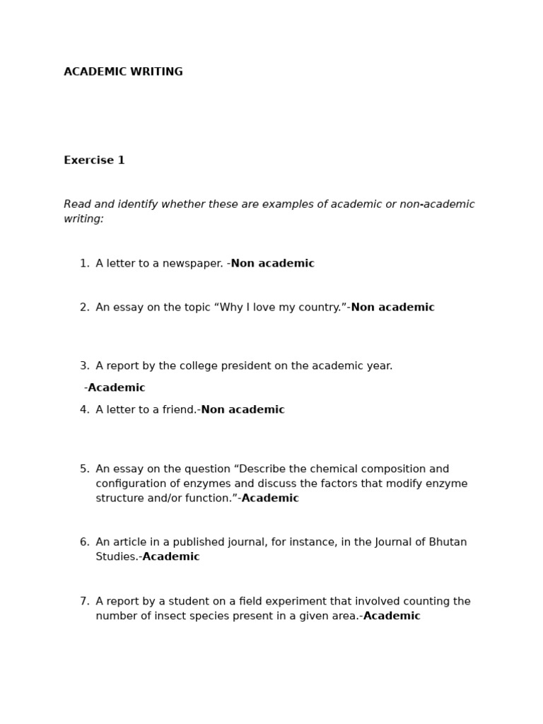 Academic Writing Exercise 1 | PDF