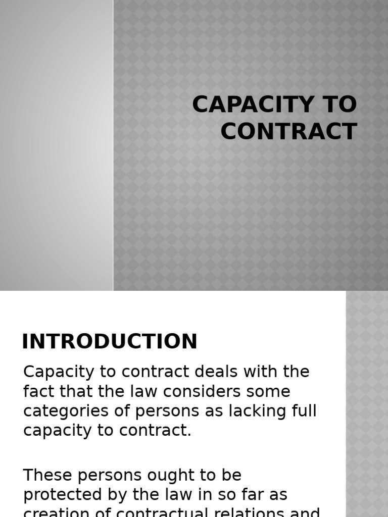 Capacity To Contract | PDF | Misrepresentation | Legal Liability