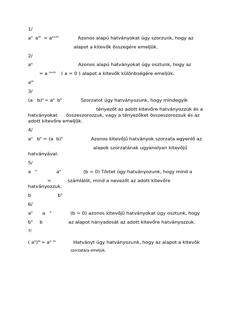 Matek Hatványok | PDF