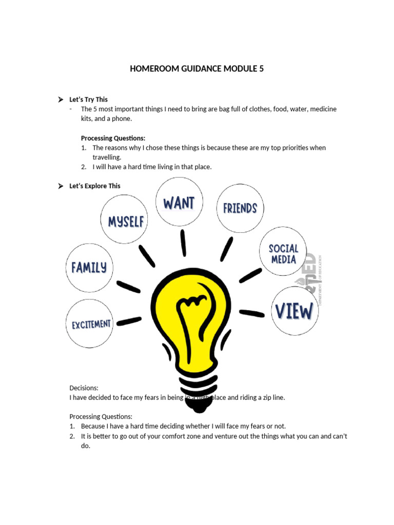 Homeroom Guidance Module 5 | PDF