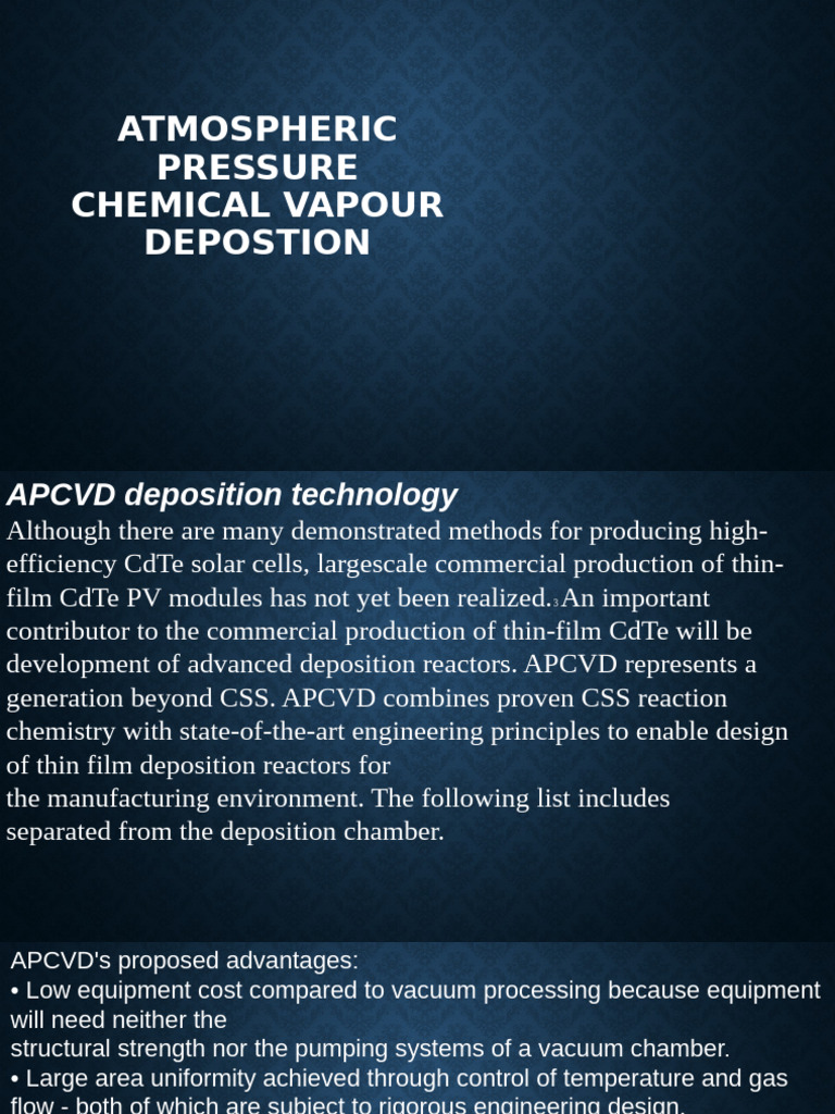 APCVD | PDF | Chemical Vapor Deposition | Thin Film