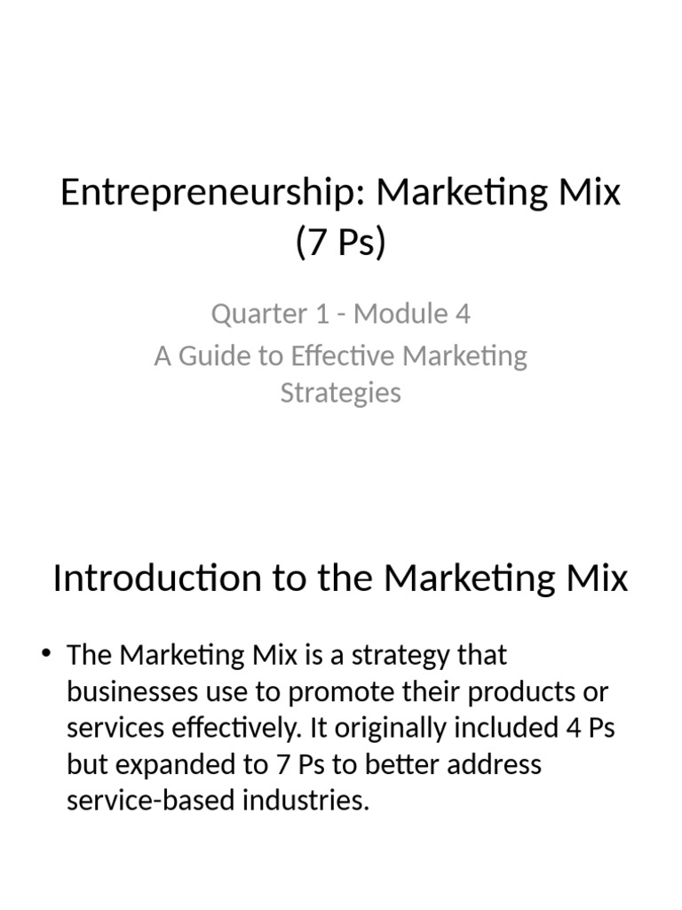 Marketing Mix 7Ps | PDF