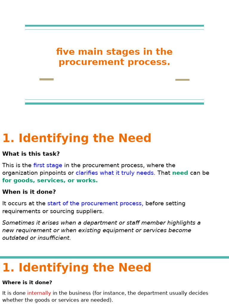 Five Main Stages in The Procurement Process. | PDF | Procurement | Muhammad