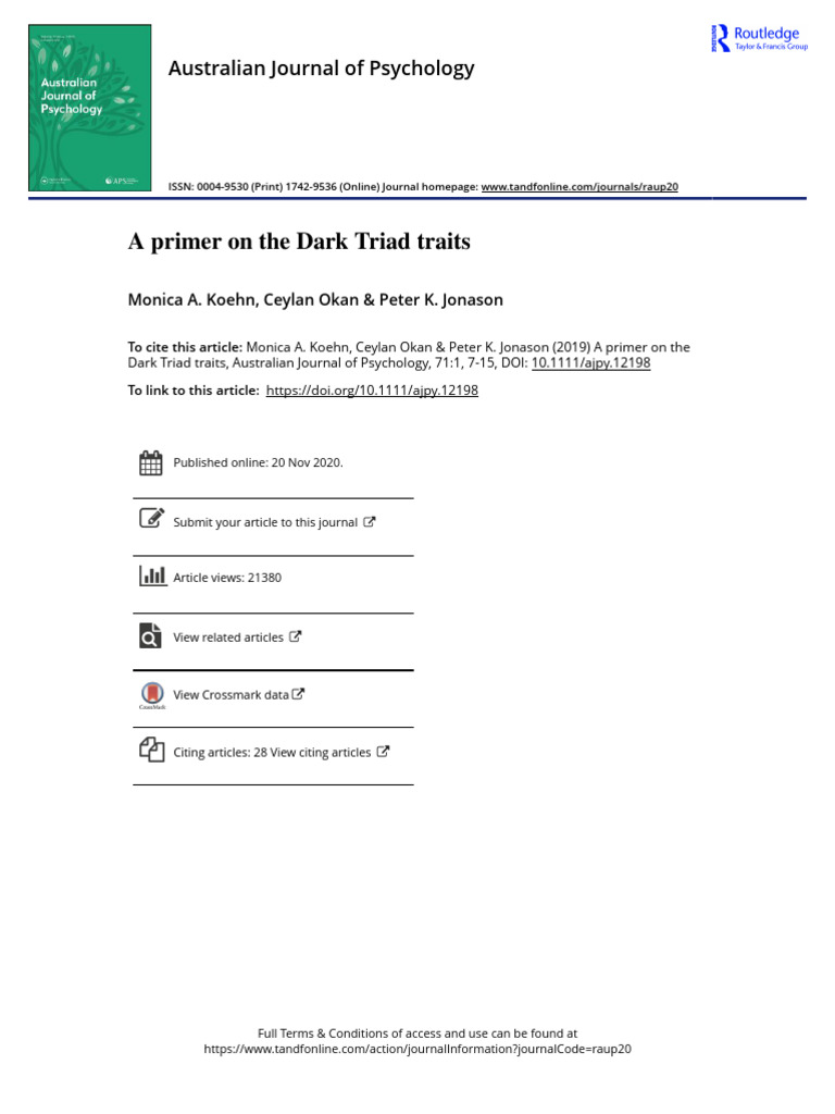 Dark Triad Traits Overview | PDF | Dark Triad | Psychopathy