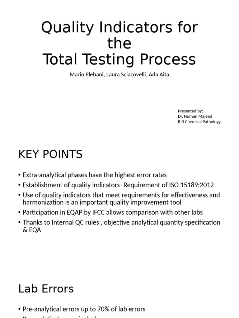 Journal Club: Quality Indicators For The Total Testing Process | PDF ...