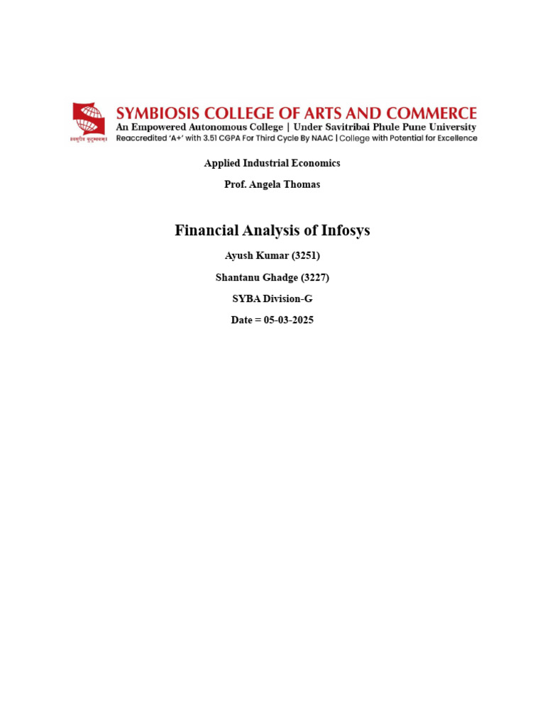 Financial Analysis of Infosys: Applied Industrial Economics Prof ...