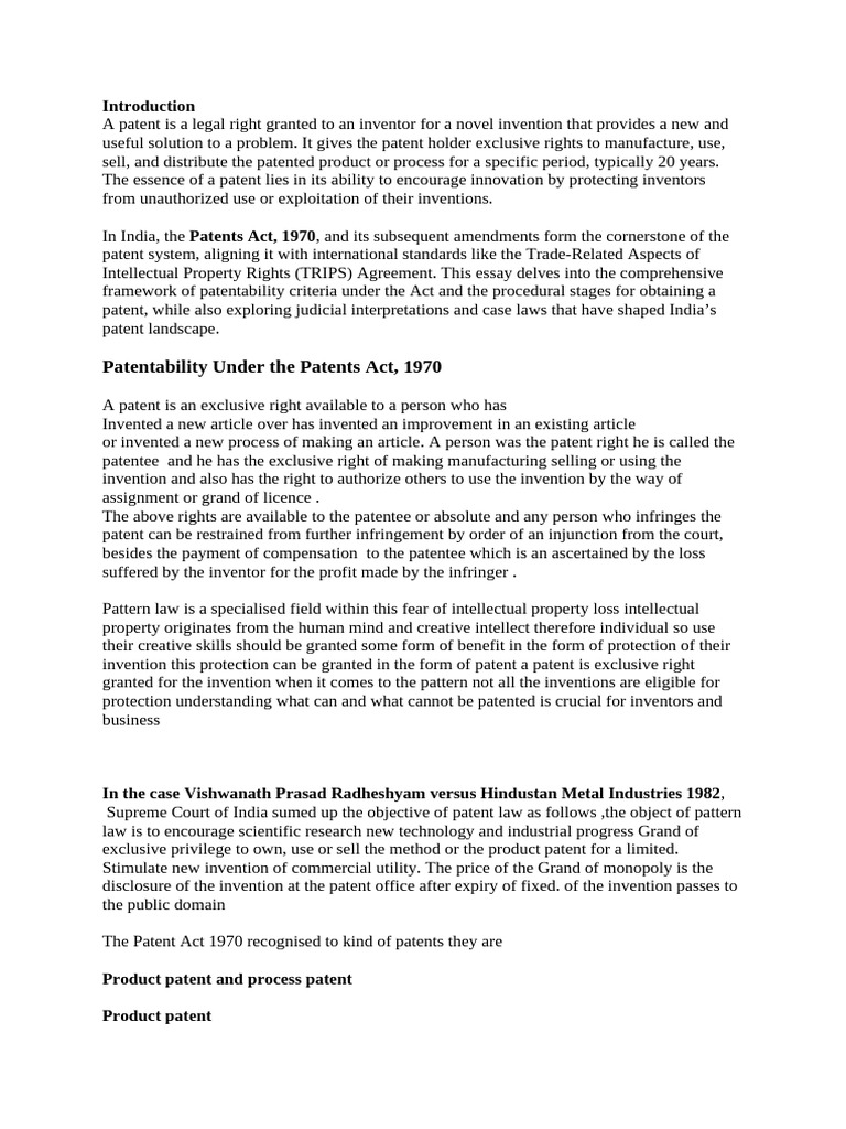 patentability or procedure for patent write up for presentation | PDF ...