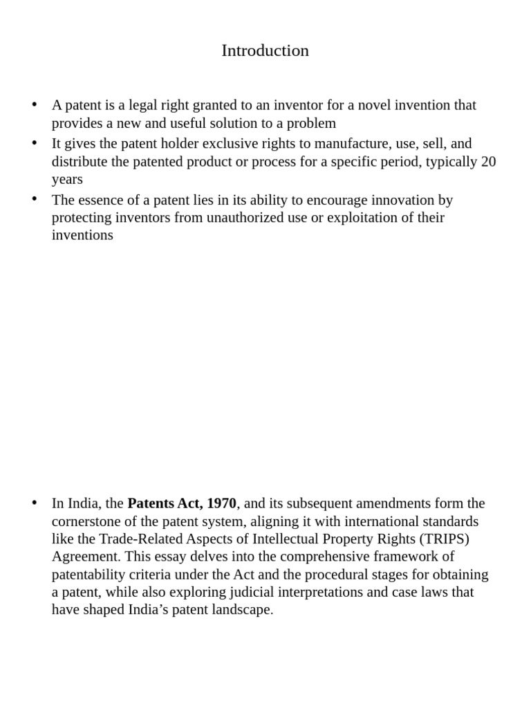 Patent Basics and Framework in India | PDF | Patent | Invention