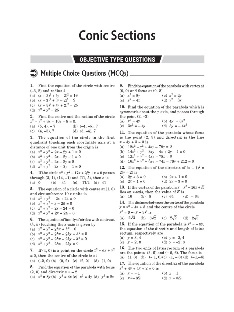 conic_section_questions | PDF | Manifold | Euclid