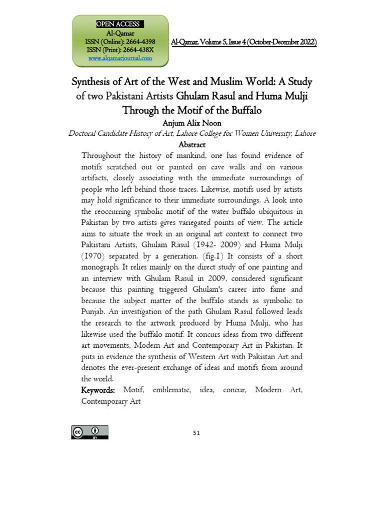 Synthesis of Art of The West and Muslim World: A Study of Two Pakistani ...