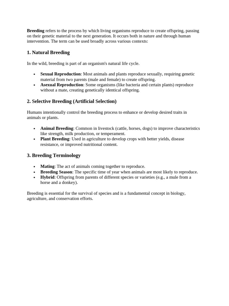 Understanding Breeding: Types and Terms | PDF