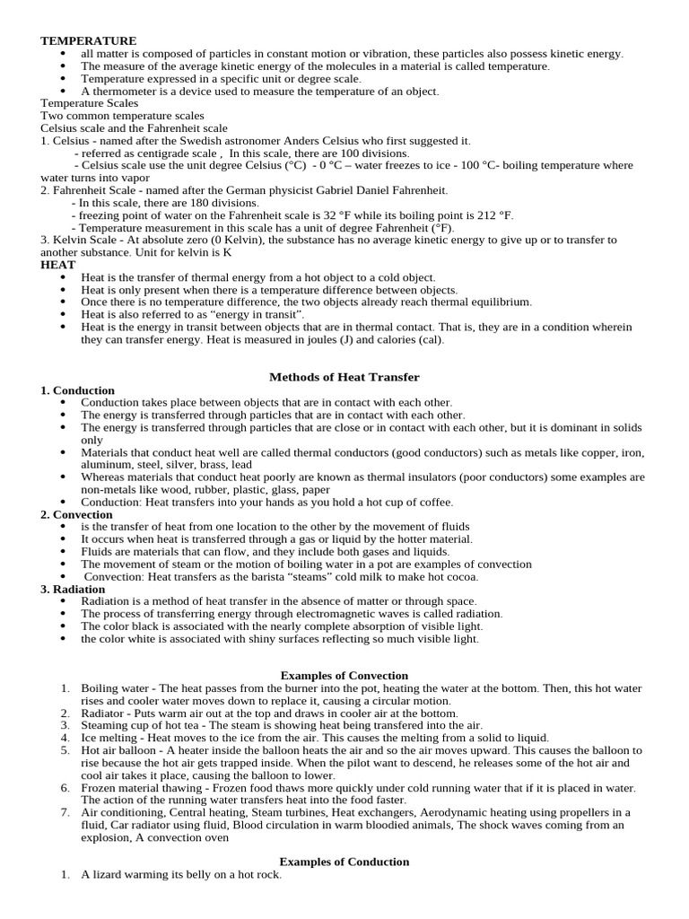 Heat and TM - With Three Methods of Heat Transfer - Grade 7 | PDF ...